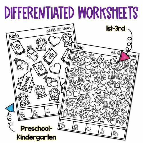 Bible Seek and Count l I Spy Bible Worksheets l Fun Bible Printables