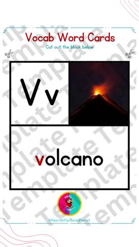 Kindergarten Vocabulary Cards | Letter V | Phonics | Writing | Reading
