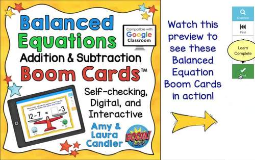 Balanced Equations Addition & Subtraction Boom Cards (with Audio ...
