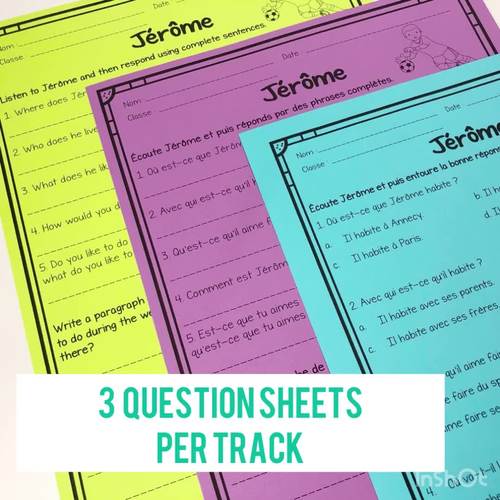 French listening comprehension activities for Core French COMPRÉHENSION ...