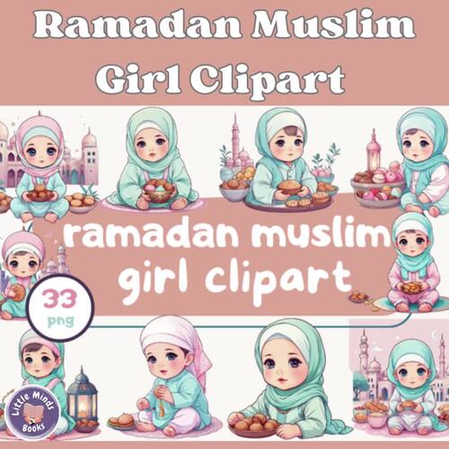 Ramadan Muslim Girl Clipart by Little Minds Books | TPT