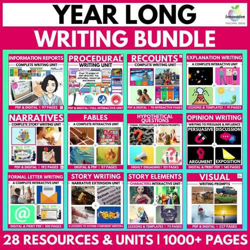 Year Long Writing Bundle | All Text Structures | Fiction & Nonfiction ...