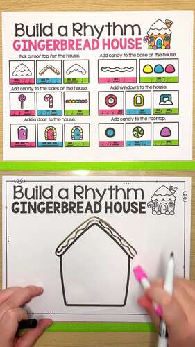Build a Gingerbread House Rhythm Listening Activity | Bundle | TPT