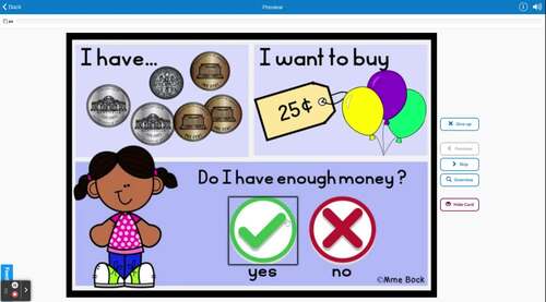 BOOM Cards: USA Money: Do I Have Enough? (up to 50¢ and $50) by Mme Bock