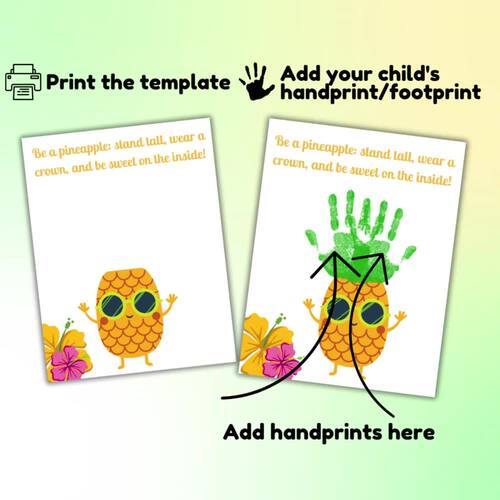 Summer Handprint Craft | Pineapple Template | Summer Activties ...