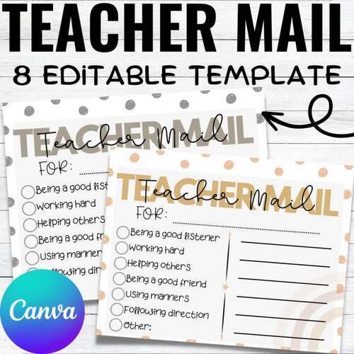 Teacher Mail Template Editable Boho Rainbow | Templates EDITABLE With Canva
