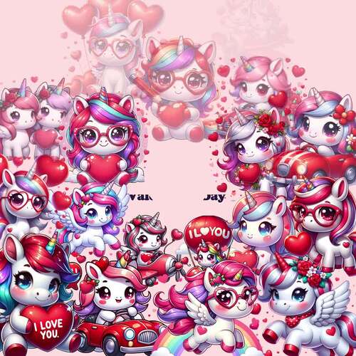 Cute Unicorns Valentine's Day Collection 29 PNG Cliparts Valentine Day ...