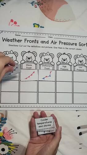Weather Fronts and Air Pressure Sort – Engaging Science Activity for ...