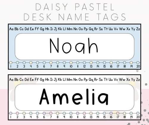 Daisy Pastel Editable Desk Name Tags | Pastel Classroom Decor | TPT