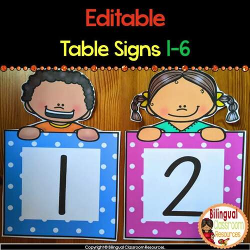 Editable Bilingual Decoración para la Clase: Table Signs -Carteles de ...