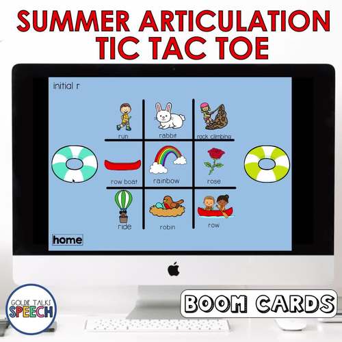 Summer Tic Tac Toe Boom Cards | Speech Therapy | Articulation | TpT