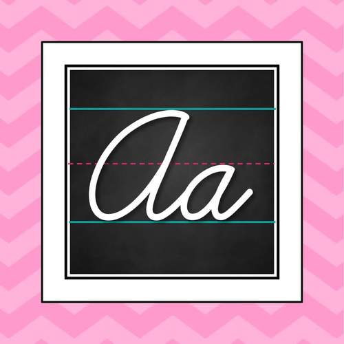 Cursive Alphabet Posters Sale Classroom Display Chevron Chalkboard
