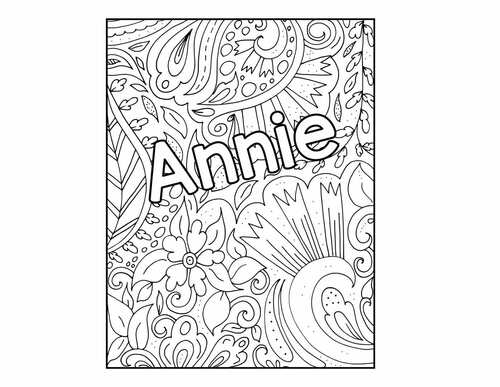 Custom Name Coloring Pages, Editable Floral Coloring Worksheets , Editable