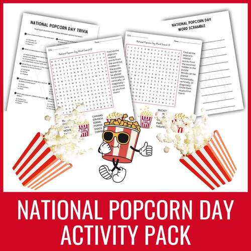 National Popcorn Day Activities | Word Search, Word Scramble & Trivia ...
