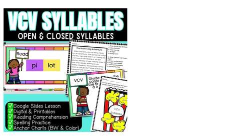 VCV Multisyllabic Words (Open/Closed Syllables) Activities & Fluency ...