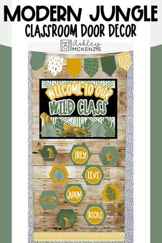 Modern Jungle Classroom Door Decor Kit by Ashley McKenzie | TPT