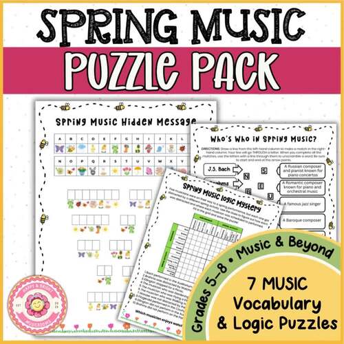 Spring Music Puzzle Pack | Middle School Music Activities 6th Grade ...