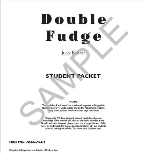 Double Fudge Novel Units® Student Packet Novel Study | TPT
