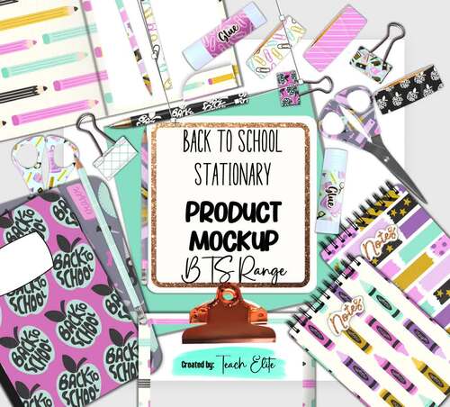 Back to School Mockup MOVEABLE Pastel Mock up BTS by Teach Elite