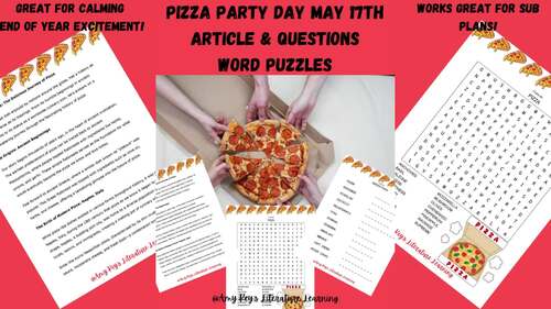 Pizza Party Day Informational Article, Comprehension Questions, & Word ...