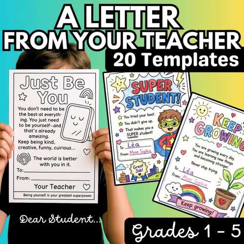 A Letter from Your Teacher on the Last Day of School End of the year SEL