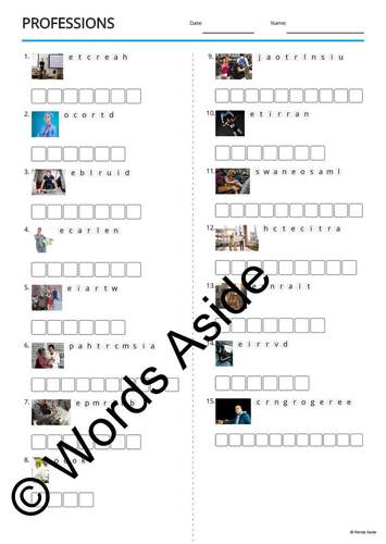 Vocabulary Puzzle Writing Worksheets Crossword Word Search Anagram ...