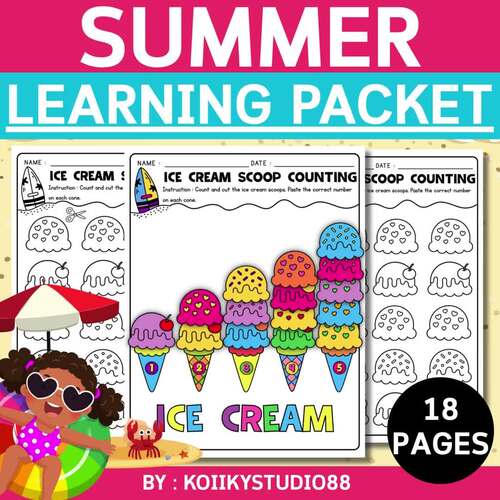 Summer Learning Packet PreK Kindergarten | Cut and Paste Worksheets