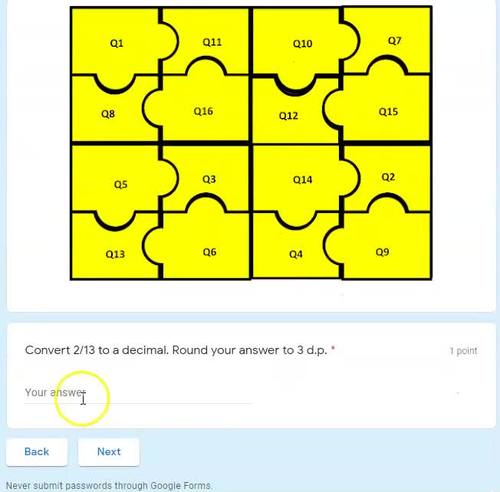 Convert between Fractions, Decimals, and Percentages Jigsaw Puzzle