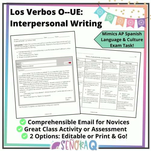 O--UE Stem Changing Verbs Interpersonal Writing Assessment by SenoraQ