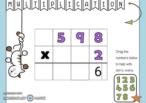 3 Digit by 1 Digit Multiplication Standard Form With Regrouping Boom cards