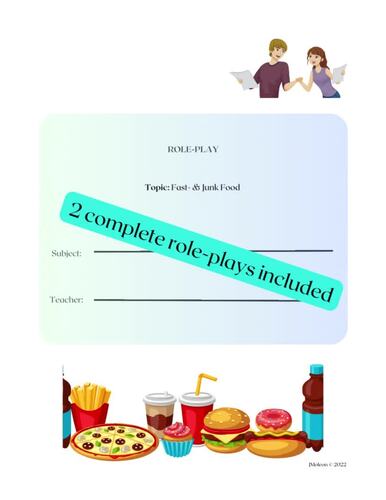 Fast Food & Junk Food: COMPLETE ROLE-PLAYS by Josephine's EFL Classroom
