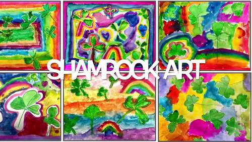St. Patrick's Day Shamrock and Rainbows Art Activity by Petite Art Studio