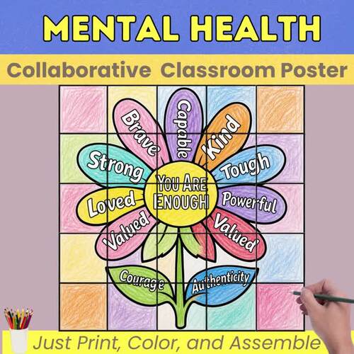 Mental Health Awareness Collaborative Poster | You Are Enough SEL Activity