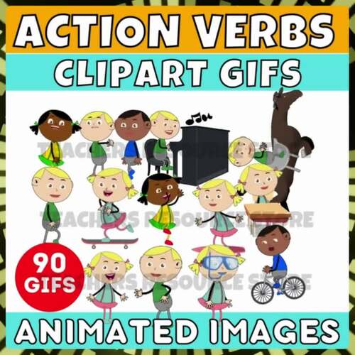 Action Verbs Clipart School Kids Gifs by Teachers Resource Store