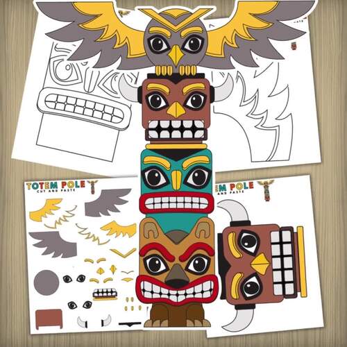 Build a Totem Pole | November Heritage Art Project | Cut and Paste Art ...