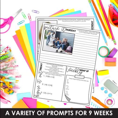 ELA & MATH Bell Ringer Journal Vol. 1, Upper Elementary Paper, Digital ...