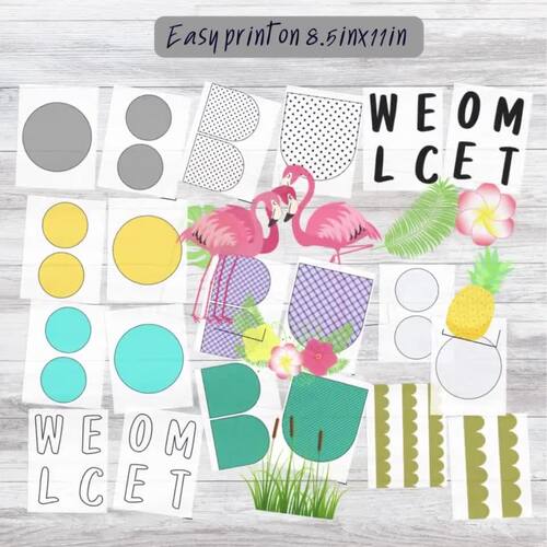 Flamingo Bulletin Board Kit, Back To School Flock Door Decor, Editable