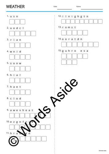Word Puzzle Games Copy Crossword Word Search Anagram WEATHER by Words Aside