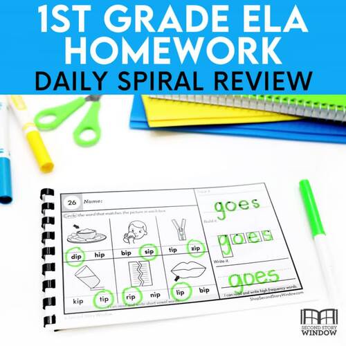 1st Grade ELA Spiral Review Worksheets, Homework, Exit Tickets - Print ...