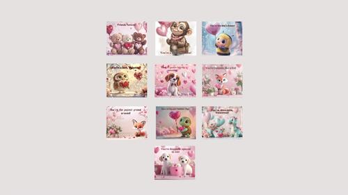 54 Kids’ Valentine’s Day Cards – Full-Color Animal-Themed Printable Set!