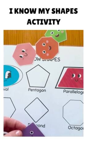 I Know Shapes Matching Activity, Basic 2D Shape Recognition for Early Math,