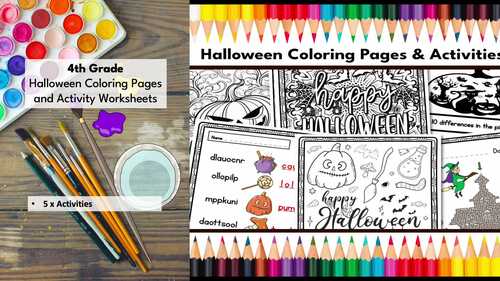 4th Grade Halloween Coloring Pages and Activities Pack for Fourth Graders
