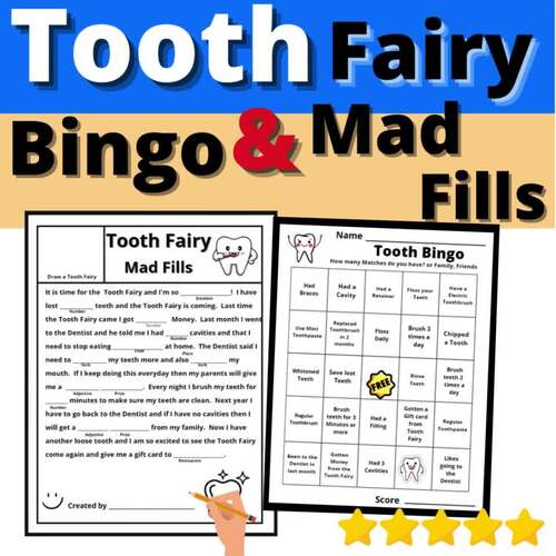 Tooth Fairy Mad Fills and Bingo Activity Resource Tooth Dentist Group ...