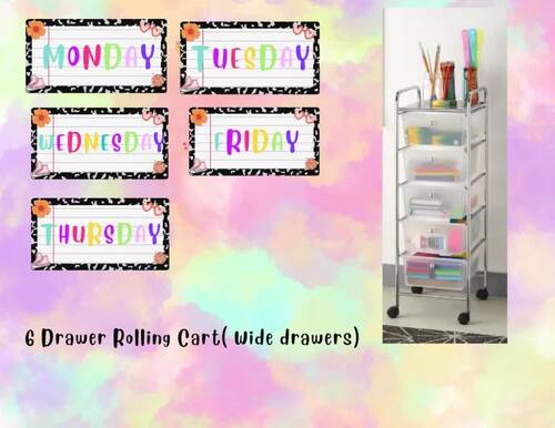 Composition Notebook Theme 10 & 6 Drawer Cart labels by ...