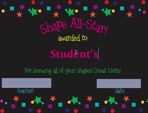 Distance Learning Shape All-Star editable certificate! Editable PDF