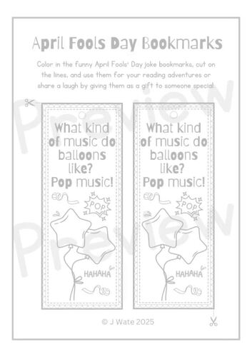 Funny April Fools Day Bookmark Craft | Printable Joke Bookmarks for Kids