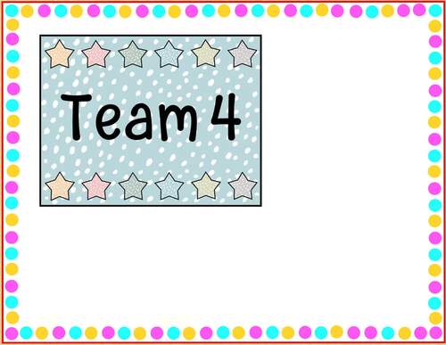 Boho Neutral Spotty Stars Table, Team and Group Number Labels, Table Signs