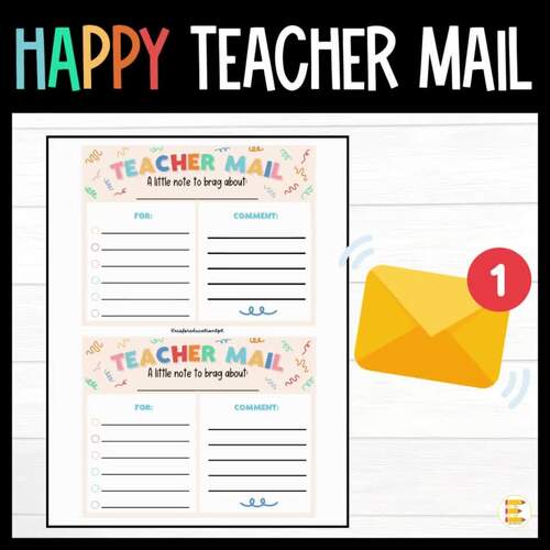 Happy Mail: Note From Teacher, Positive Note Home with Student Tracker ...