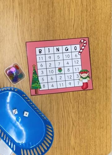 Addition BINGO With Dice Sums to 12 First or Second Grade Christmas ...