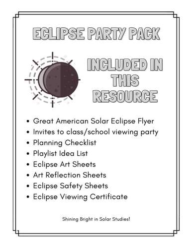 Party Pack Solar Eclipse 2024 Middle and High The Great American Solar ...